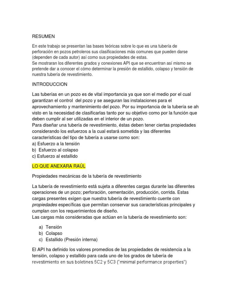 Tarea 4 Ipp | PDF | Tubería (transporte de fluidos) | Revestimiento