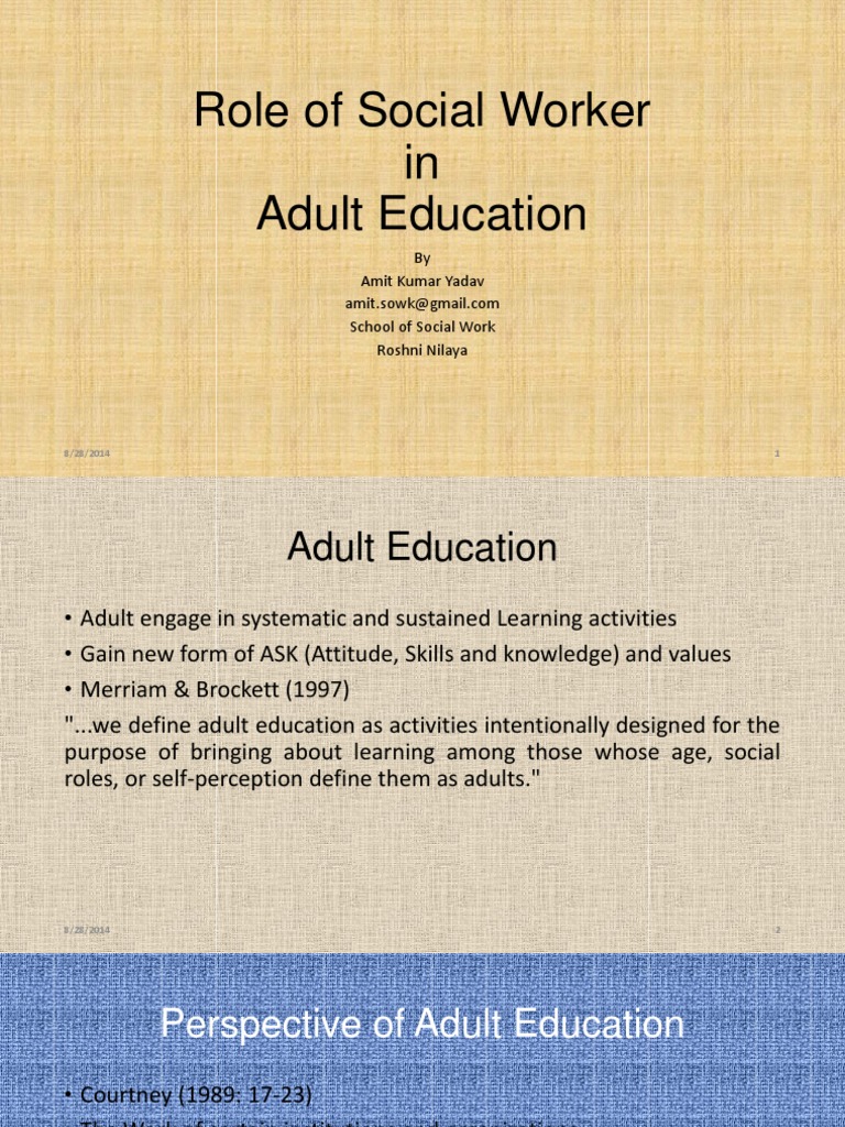 Adult Education Role of Social Worker | Download Free PDF | Adult ...