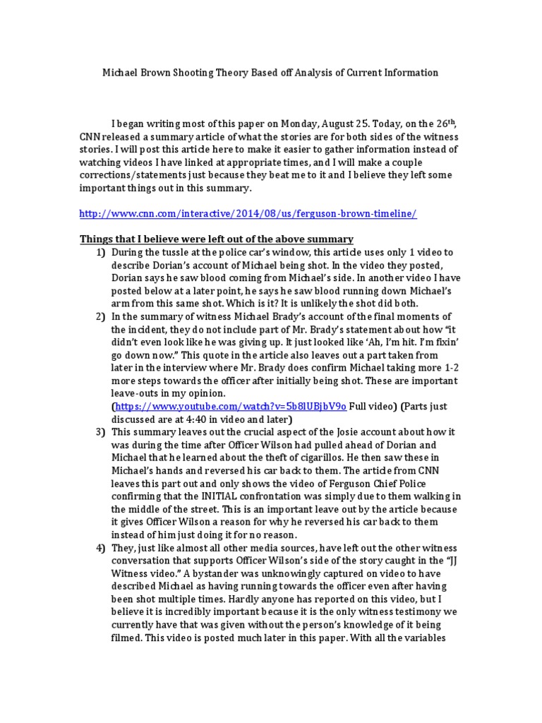 Michael Brown Shooting Theory | PDF | Shooting Of Michael Brown | Witness