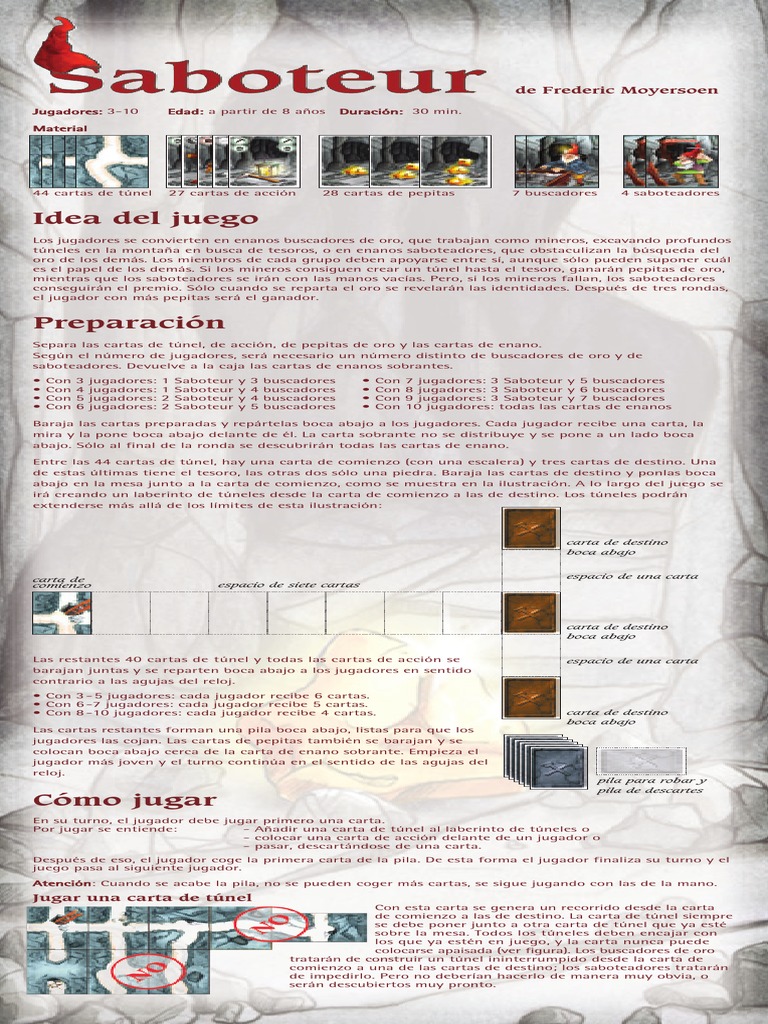Saboteur Reglas | PDF | Jugando a las cartas | Ocio