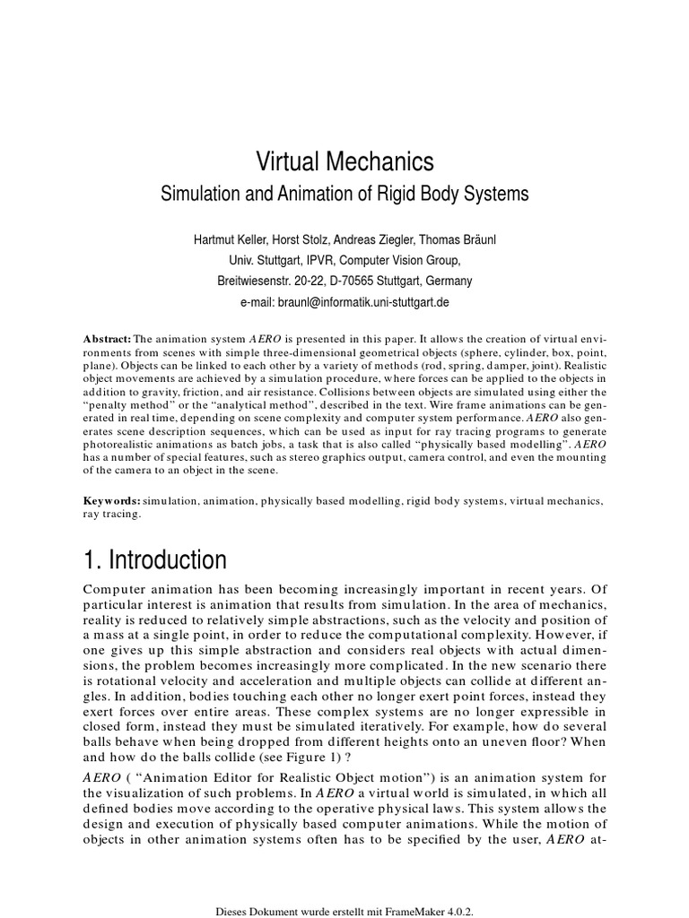 1993 Virtual Mechanics | PDF | Stereoscopy | Collision