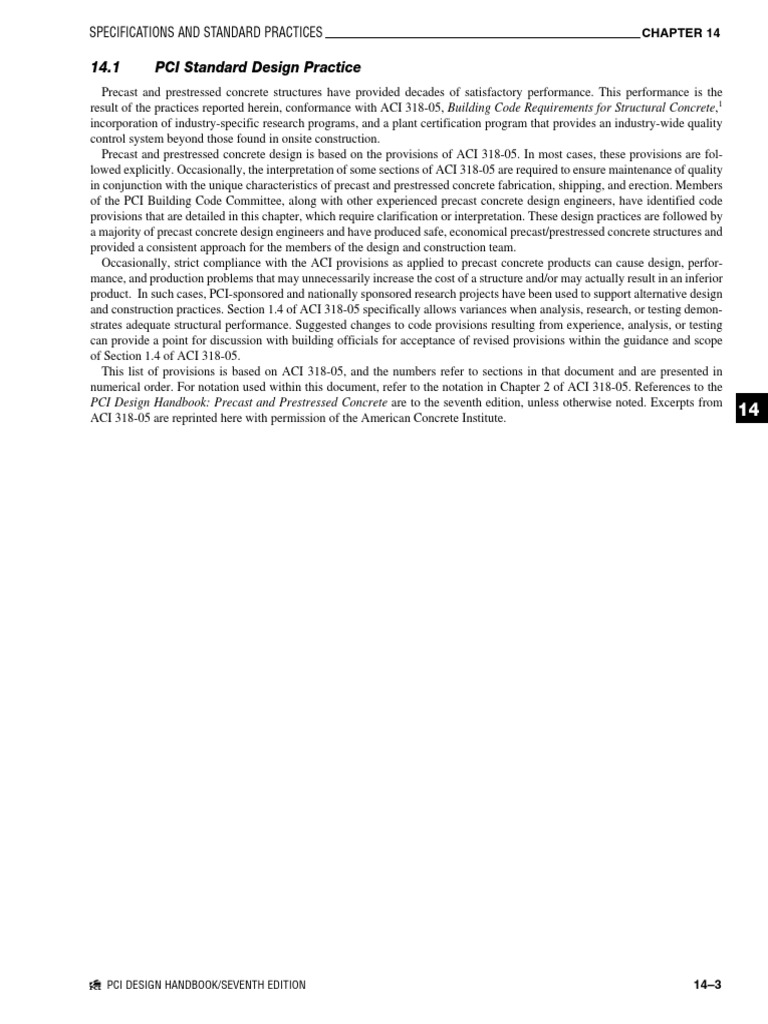 PCI Chapter 14 | PDF | Prestressed Concrete | Precast Concrete