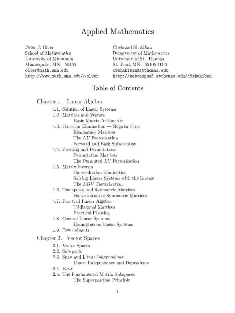 Applied Linear Algebra | PDF | Matrix (Mathematics) | System Of Linear ...