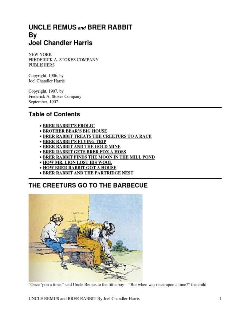 Uncle Remus and Brer Rabbit by Harris, Joel Chandler, 1848-1908 | PDF ...