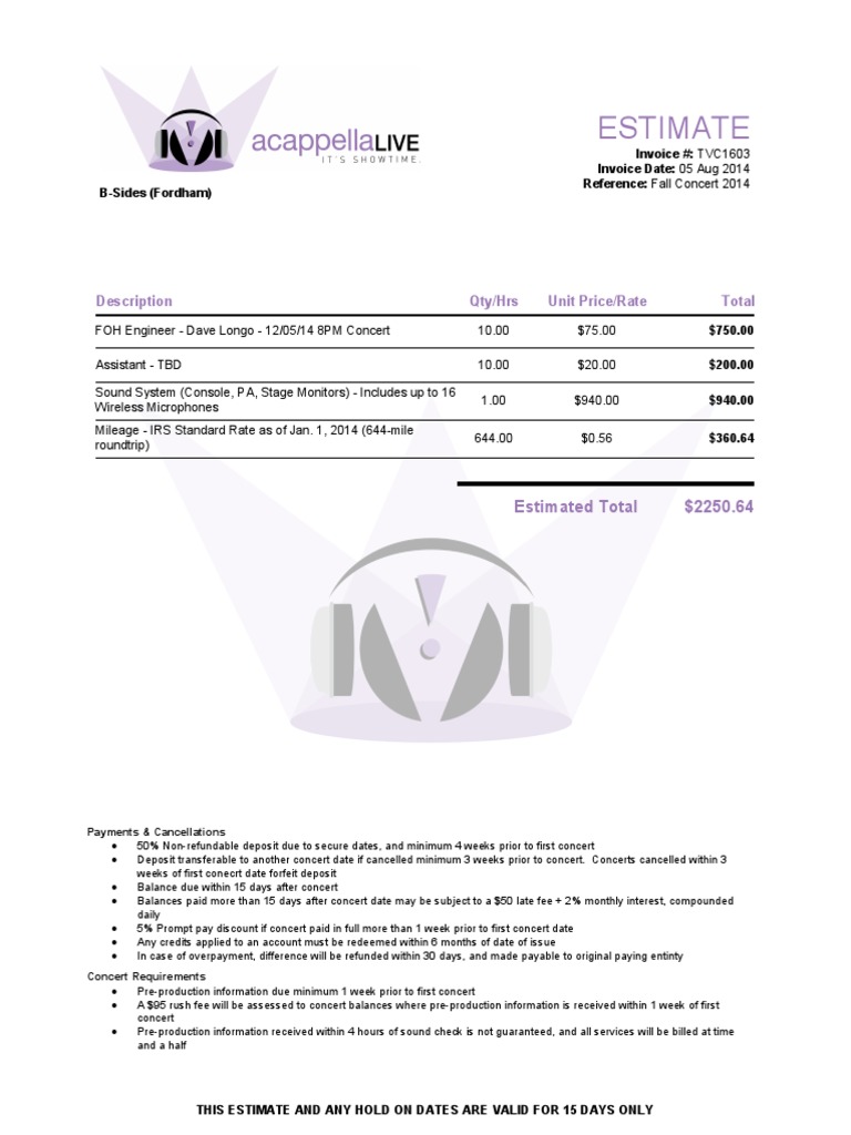 Estimate: Description Qty/Hrs Unit Price/Rate Total | PDF | Finance ...