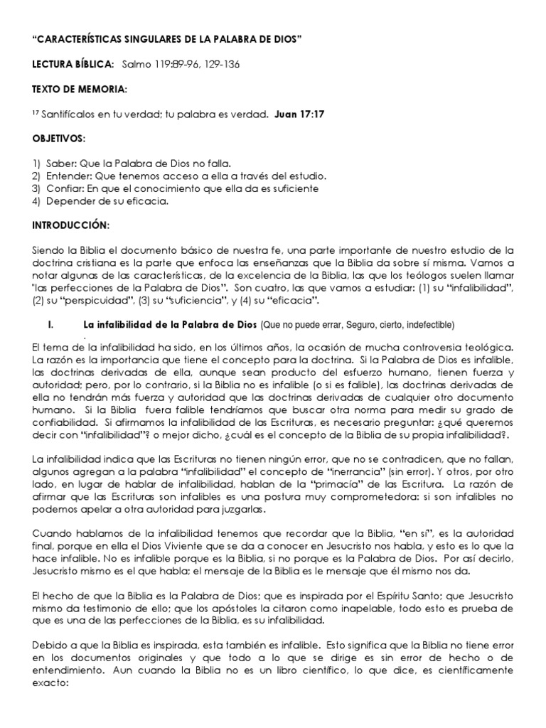 La excelencia de la Palabra de Dios: Sus características singulares e ...