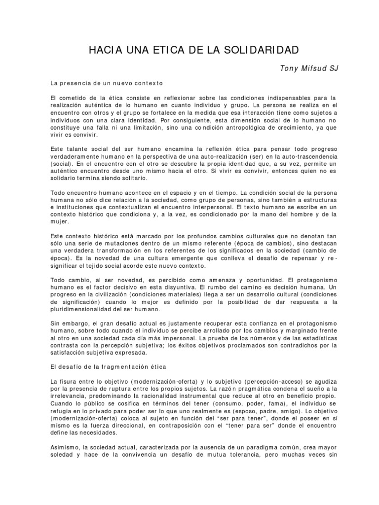 Mifsud - Etica Solidaridad | PDF