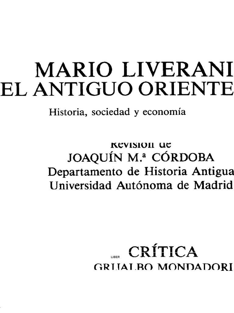 Liverani Mario Liverani El Antiguo Oriente Historia Sociedad y Economia ...