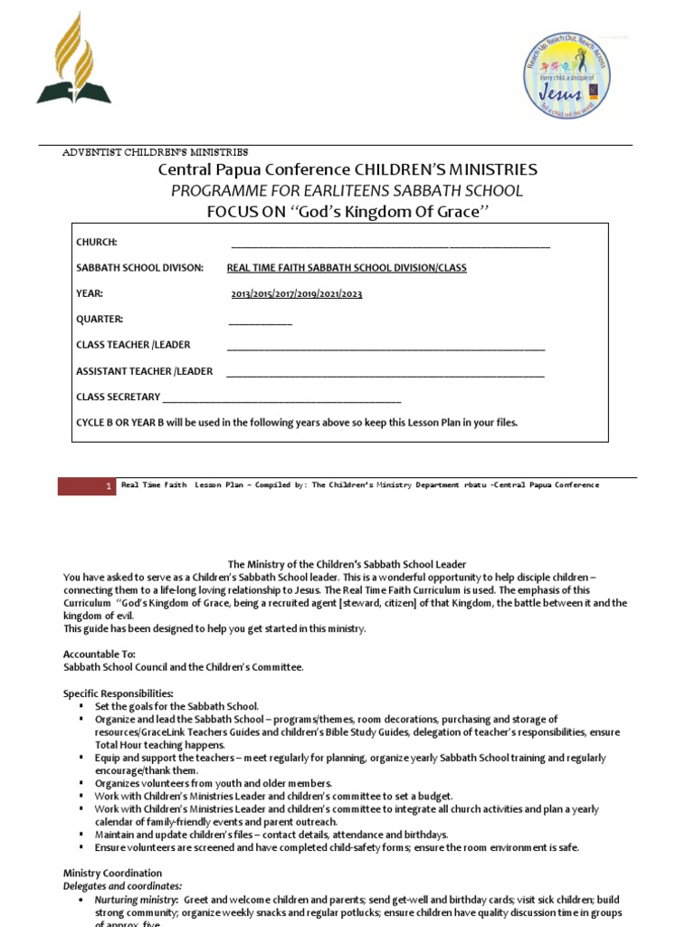 Real Time Faith Sabbath School Lesson Plan-Qrt 3 2013(1) | Seventh Day ...