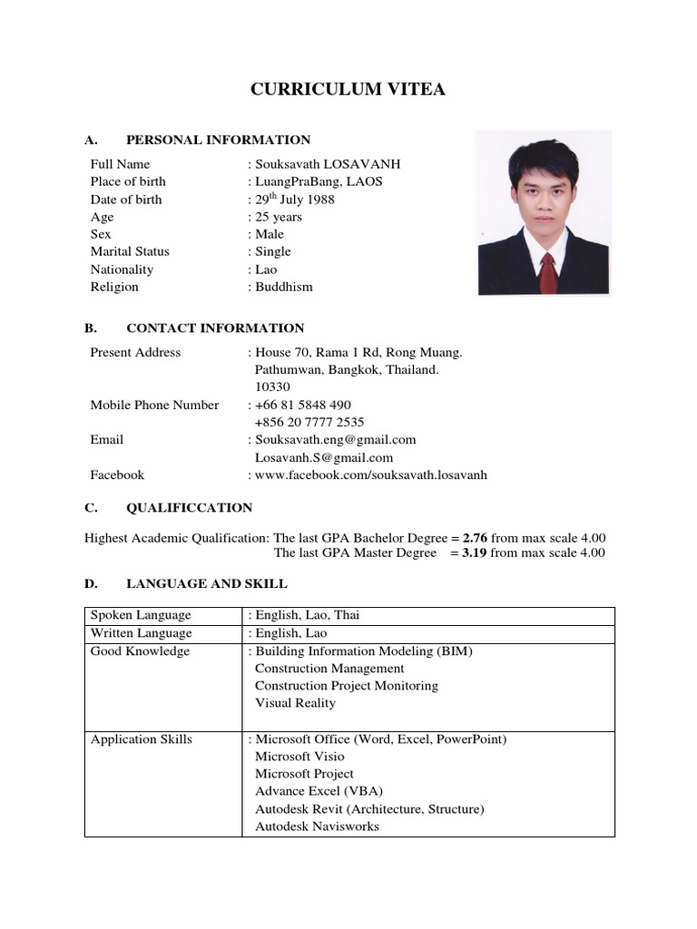 Curriculum Vitea | PDF | Laos | Thailand