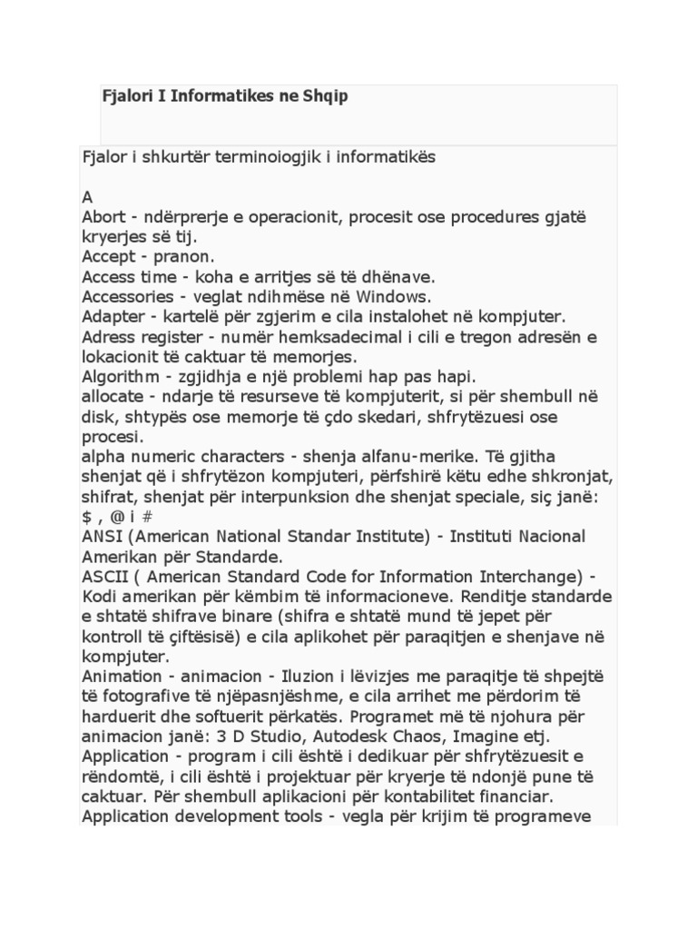 Fjalori I Informatikes Ne Shqip Pdf