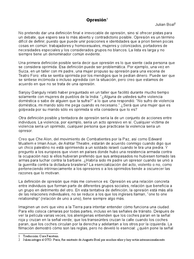 Opresión - Julian Boal | PDF | Capitalismo | Política (general)
