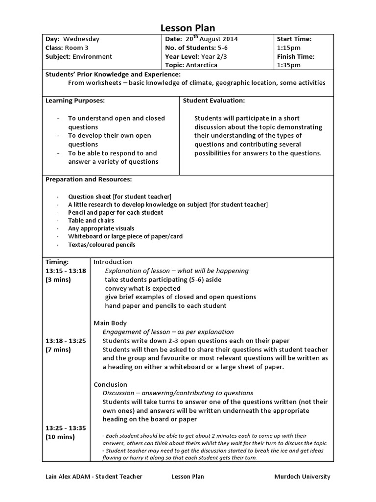 Lesson Plan - Antarctica | PDF | Career & Growth | Foreign Language Studies