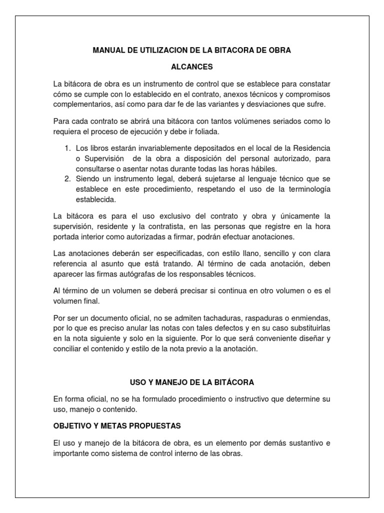 Uso y Manejo de La Bitácora | PDF