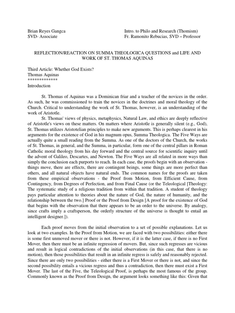Whether God Exists? | PDF | Thomas Aquinas | Existence Of God