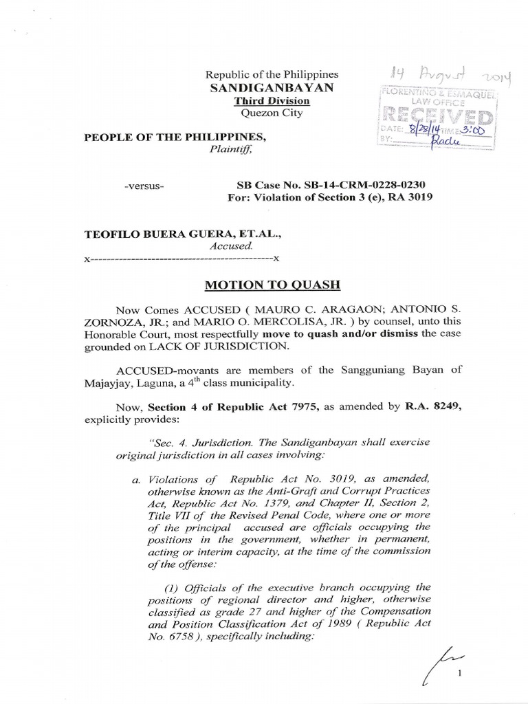 Motion To Quash | PDF