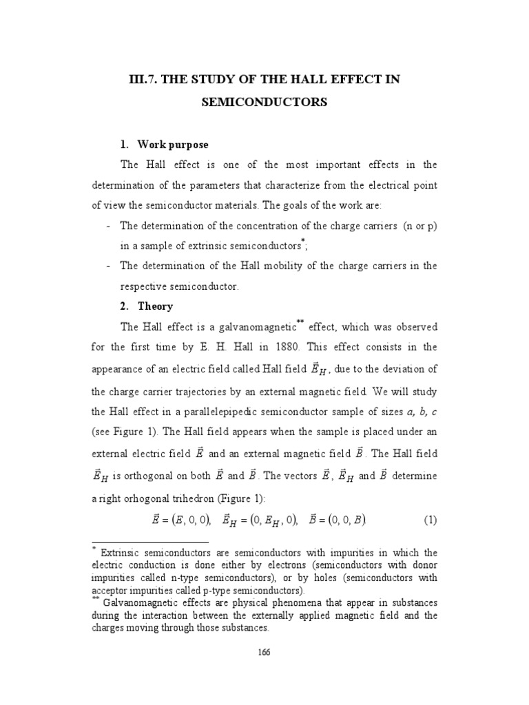 III 7 Hall Effect | PDF | Semiconductors | Electric Current