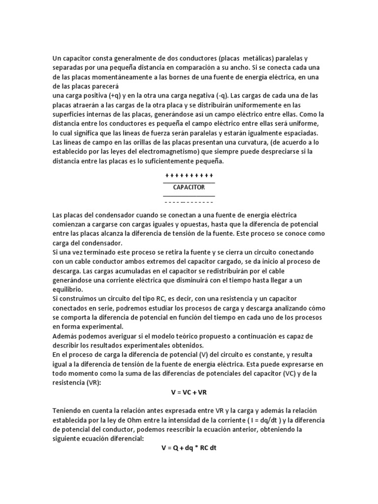 Curva de Carga de Capacitor | PDF | Condensador | Resistencia Eléctrica ...