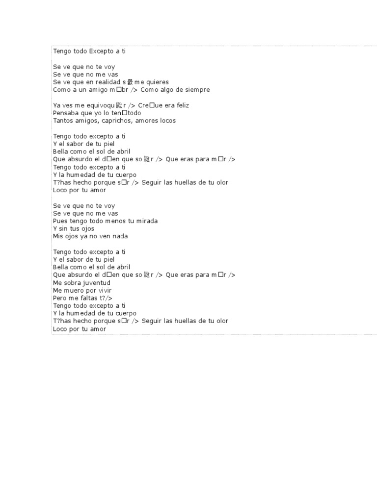 Tengo Todo Excepto a Ti: Letra y Significado | PDF