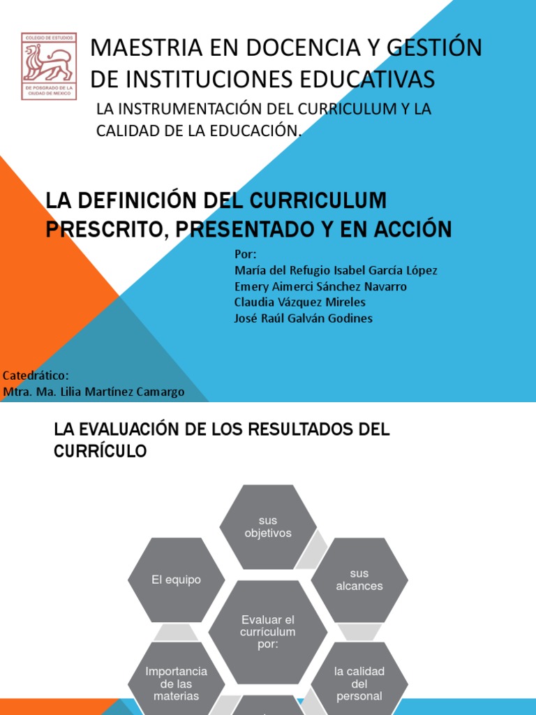 La Definición Del Curriculum Prescrito, Presentado y | PDF | Evaluación ...