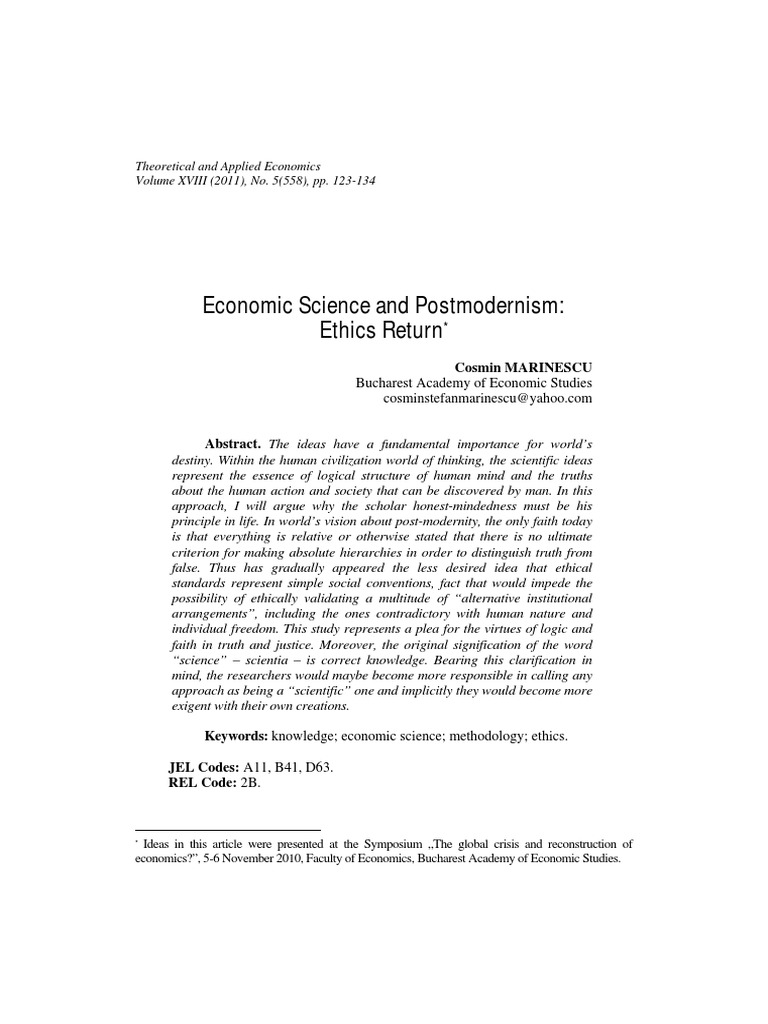 Economic Science and Postmodernism | PDF | Relativism | Science