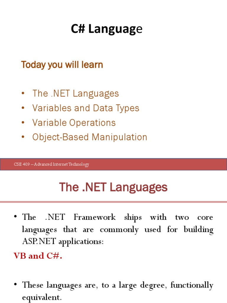 Lecture3 Csharp Lang 1 Pdf Array Data Structure Data Type