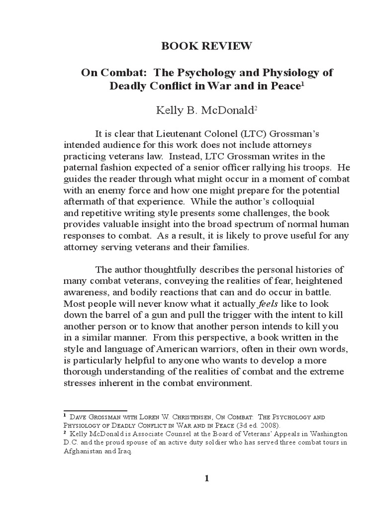 On Combat, The Psychology and Physiology of Deadly Conflict in War and in Peace - Review | PDF ...