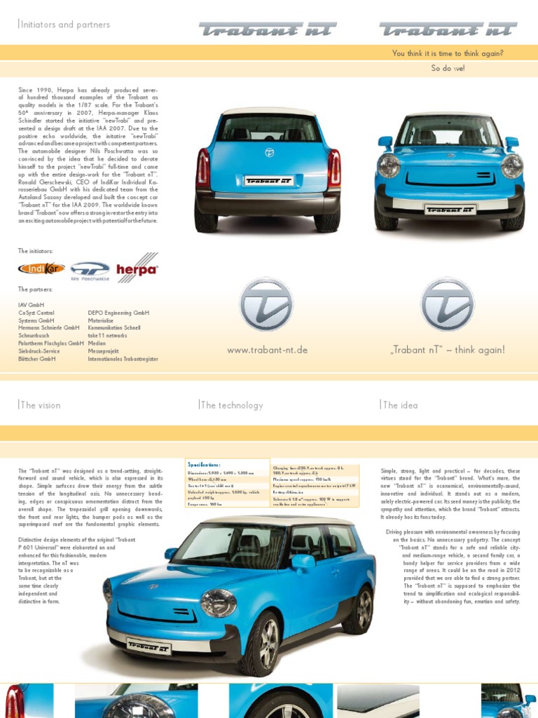 Modern Electric Trabant nT Concept | PDF | Automotive Industry ...