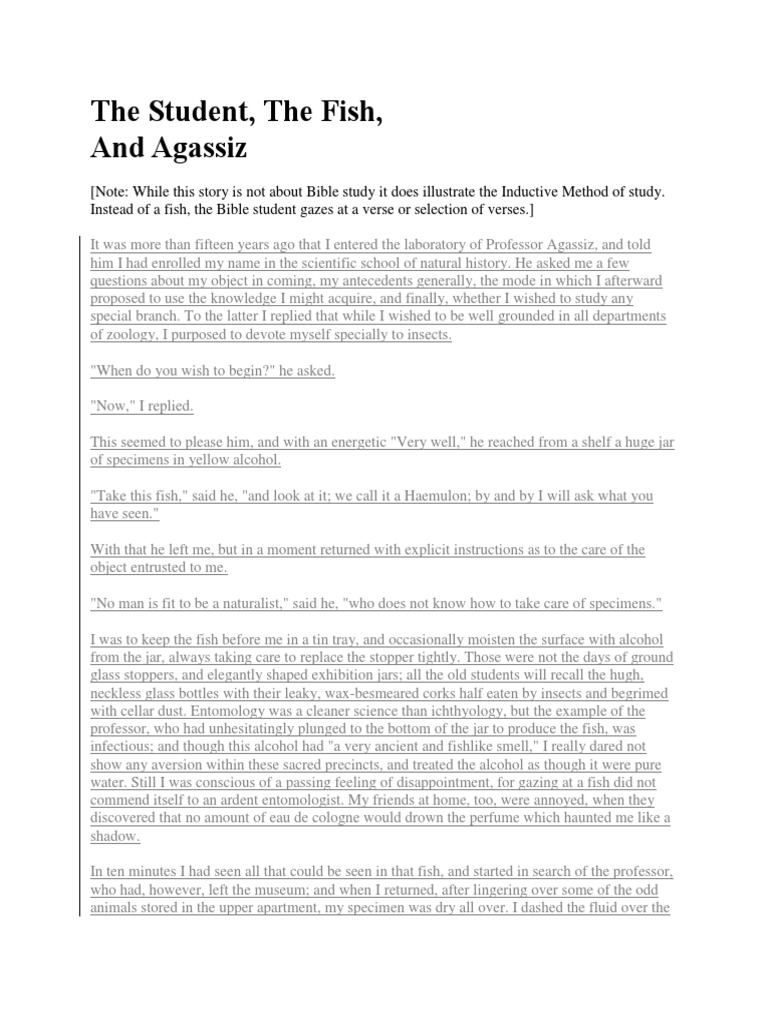 The Student, The Fish, and Agassiz | PDF