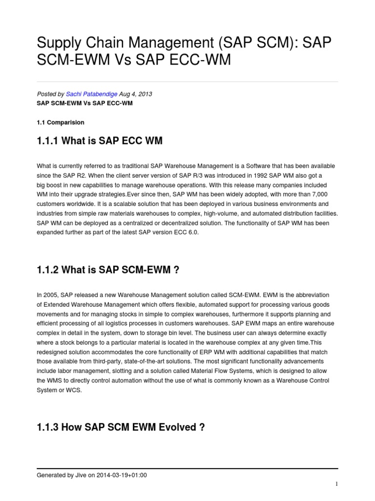 Sap SCM Ewm Vs Sap Ecc WM | PDF | Supply Chain Management | Sap Se