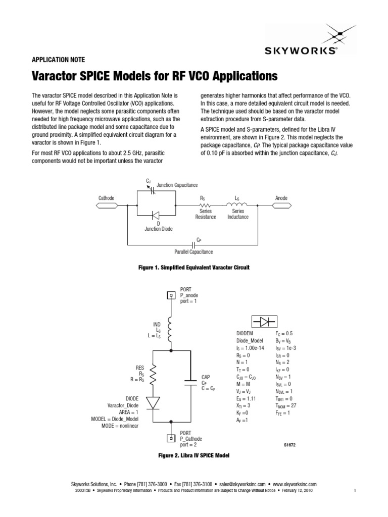 Varactor SPICE Models | PDF | Diode | Spice