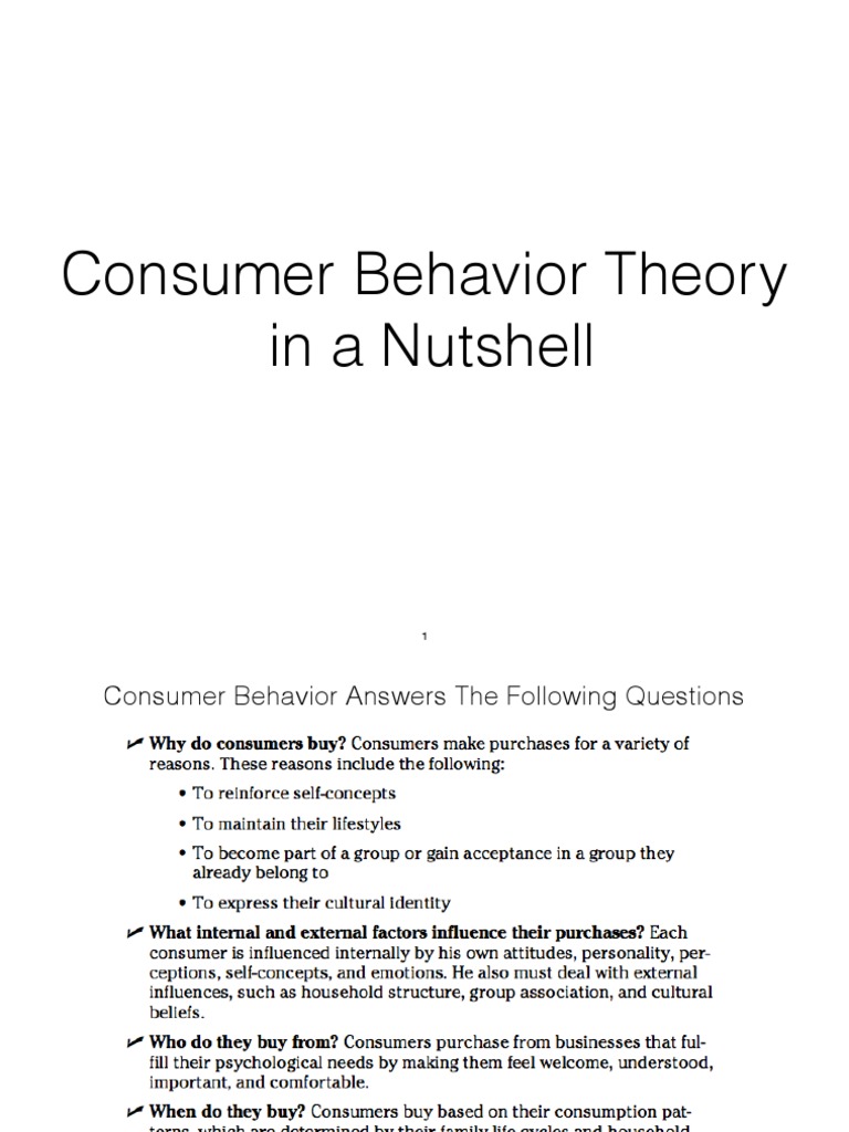 Consumer Behavior Theory in A Nutshell | PDF | Consumer Behaviour ...