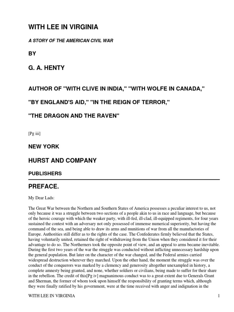 With Lee in Virginia: G. A. Henty | PDF | Confederate States Of America ...