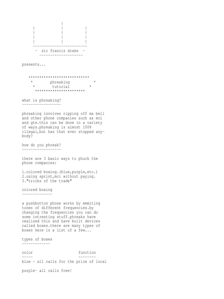 Drake's Phreaking Tutorial | PDF