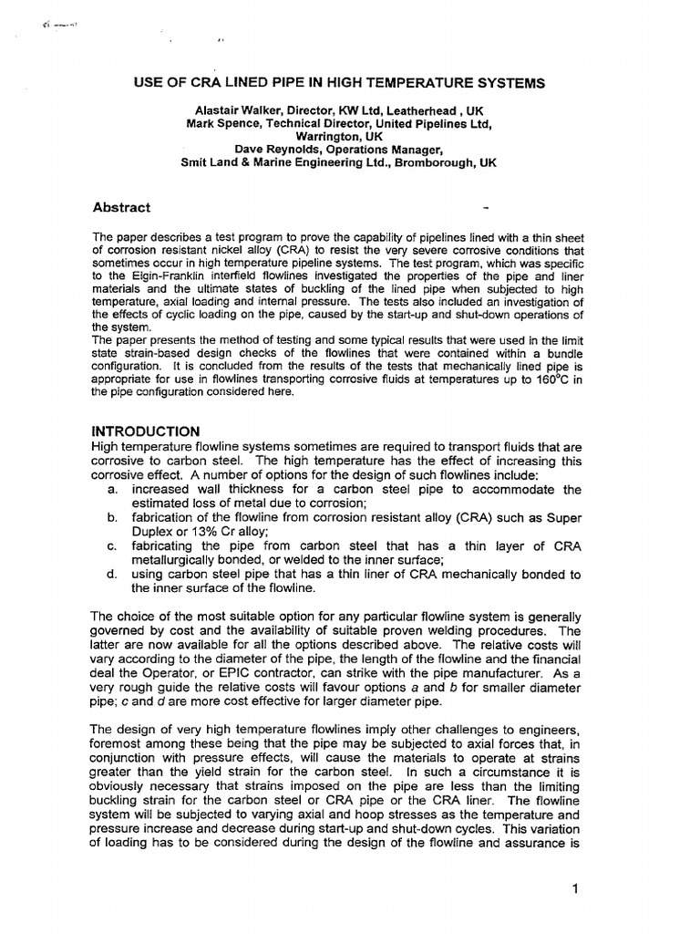 Use of CRA High TemperatureOCR | PDF | Deformation (Engineering ...