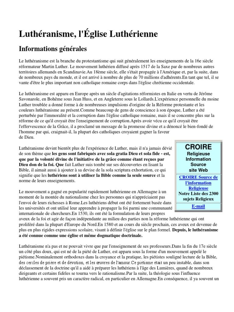 Luthéranisme | PDF | Martin Luther | Luthéranisme