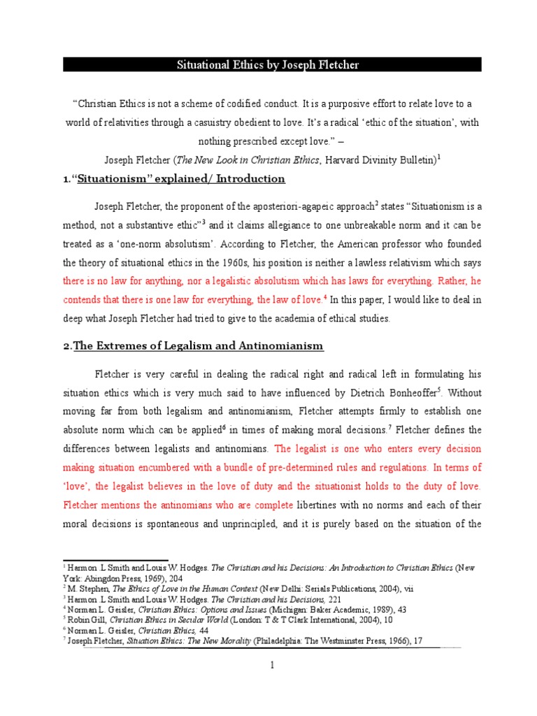 Fletcher Situational Ethics | Stereotypes | Philosophical Theories