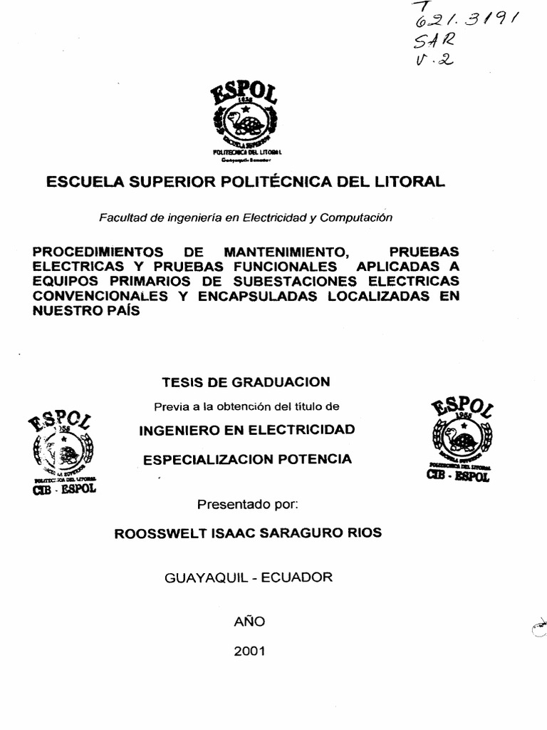 Pruebas Electricas y Funcionales A Equipos Primarios de Subestaciones | PDF | Resistencia ...