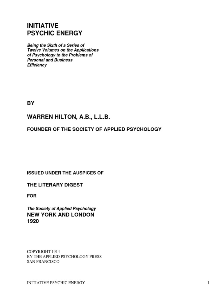 Initiative Psychic Energy: Warren Hilton, A.B., L.L.B | PDF | Glasses ...