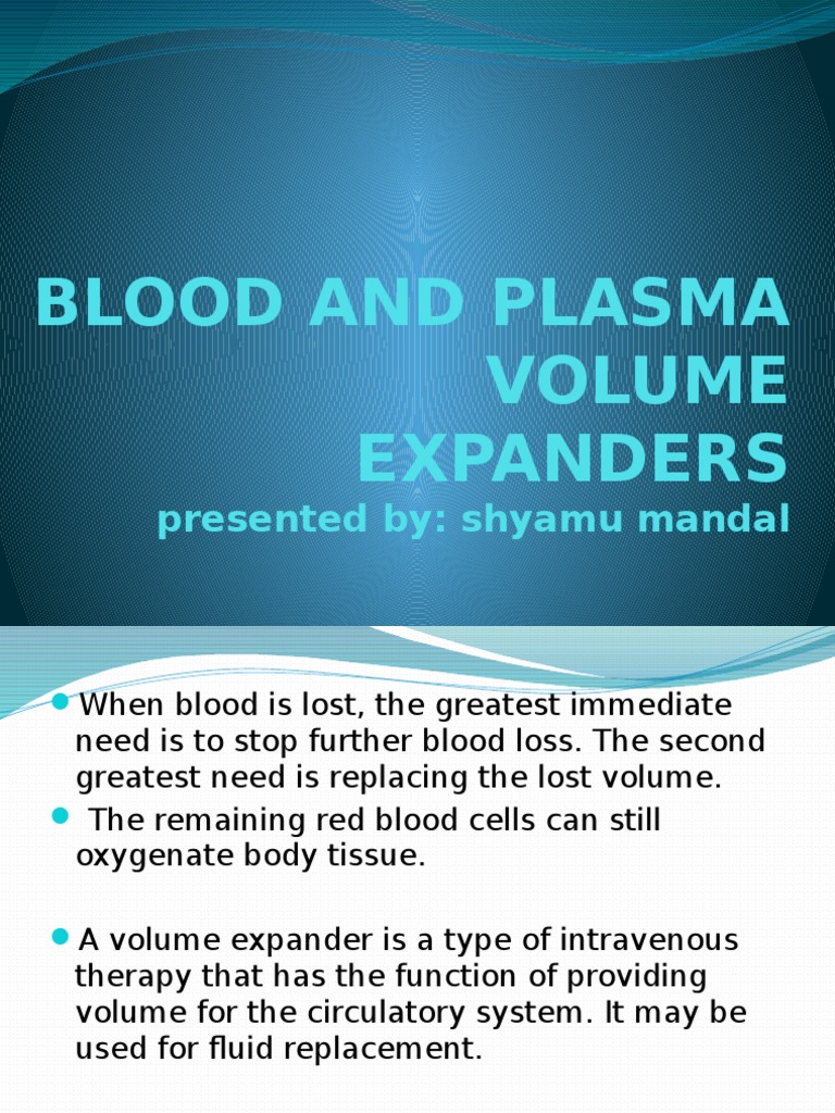 Plasma Volume Expanders Overview | PDF | Medical Specialties | Clinical ...