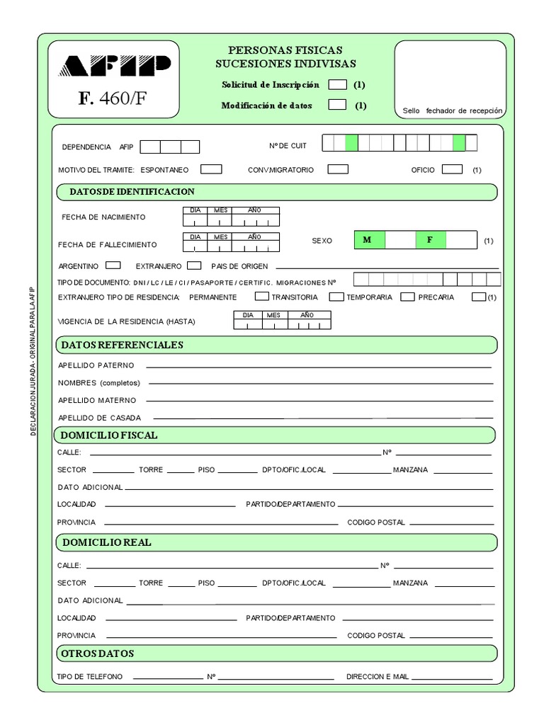 Formulario F 460-F | PDF