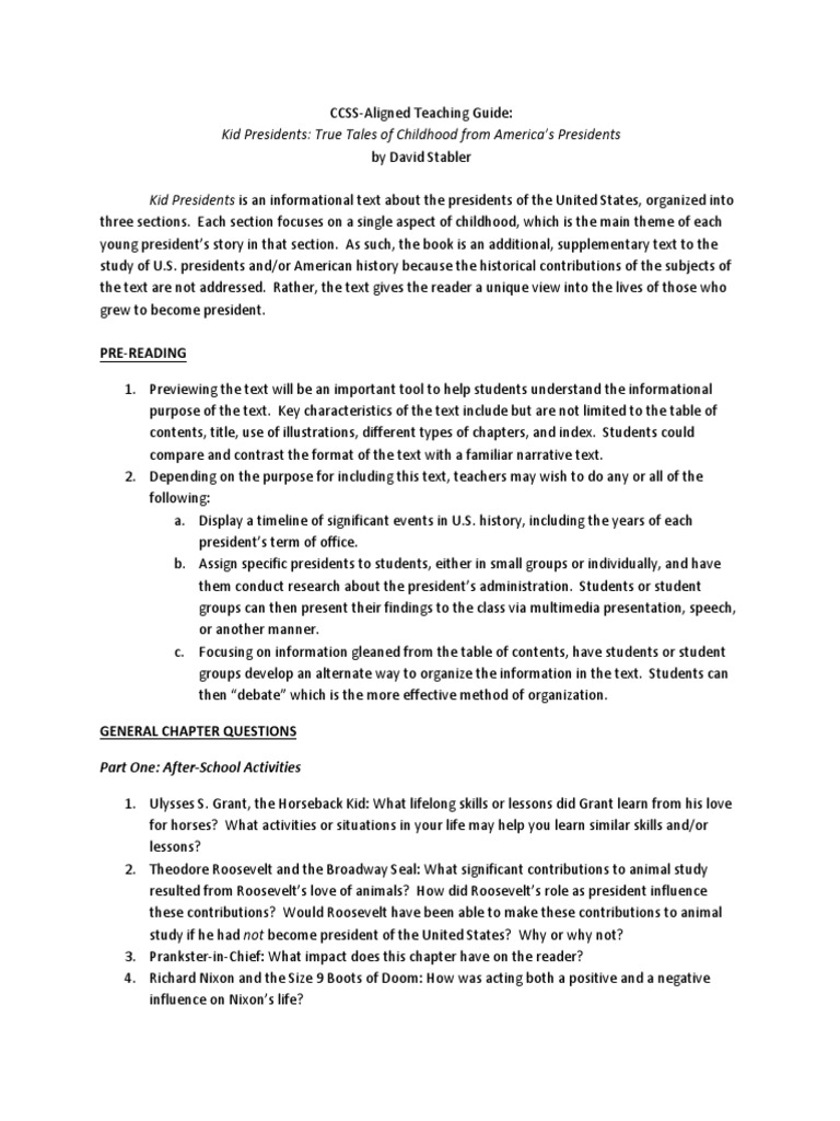 Kid Presidents Teaching Guide | PDF