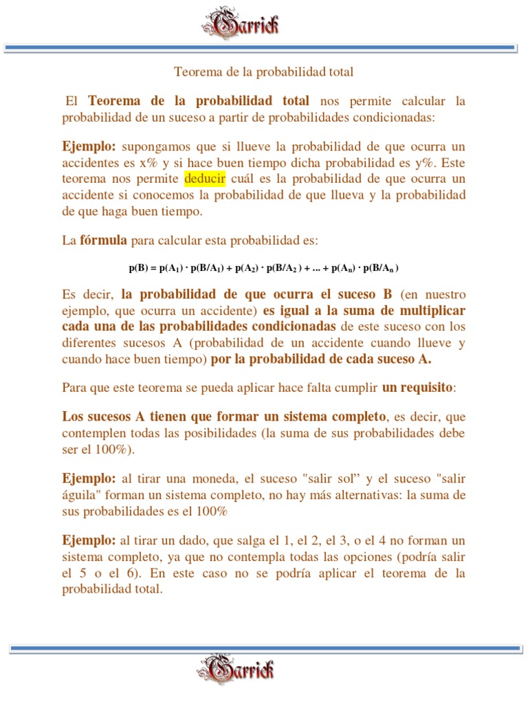 Teorema de La Probabilidad Total | PDF | Probabilidad | Bienestar