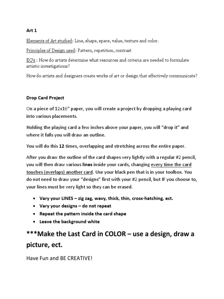 Creative Playing Card Art Project | PDF