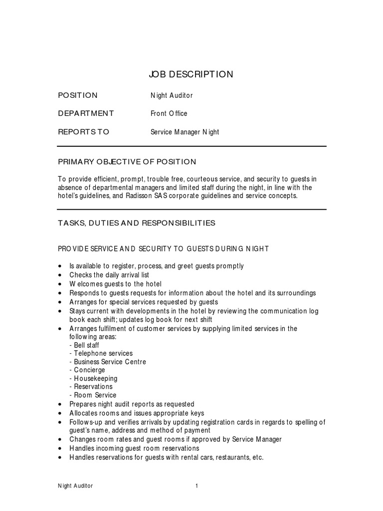 Night Audit.pdf | Hotel | Safety