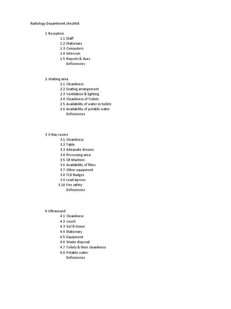 Radiology Checklist | PDF