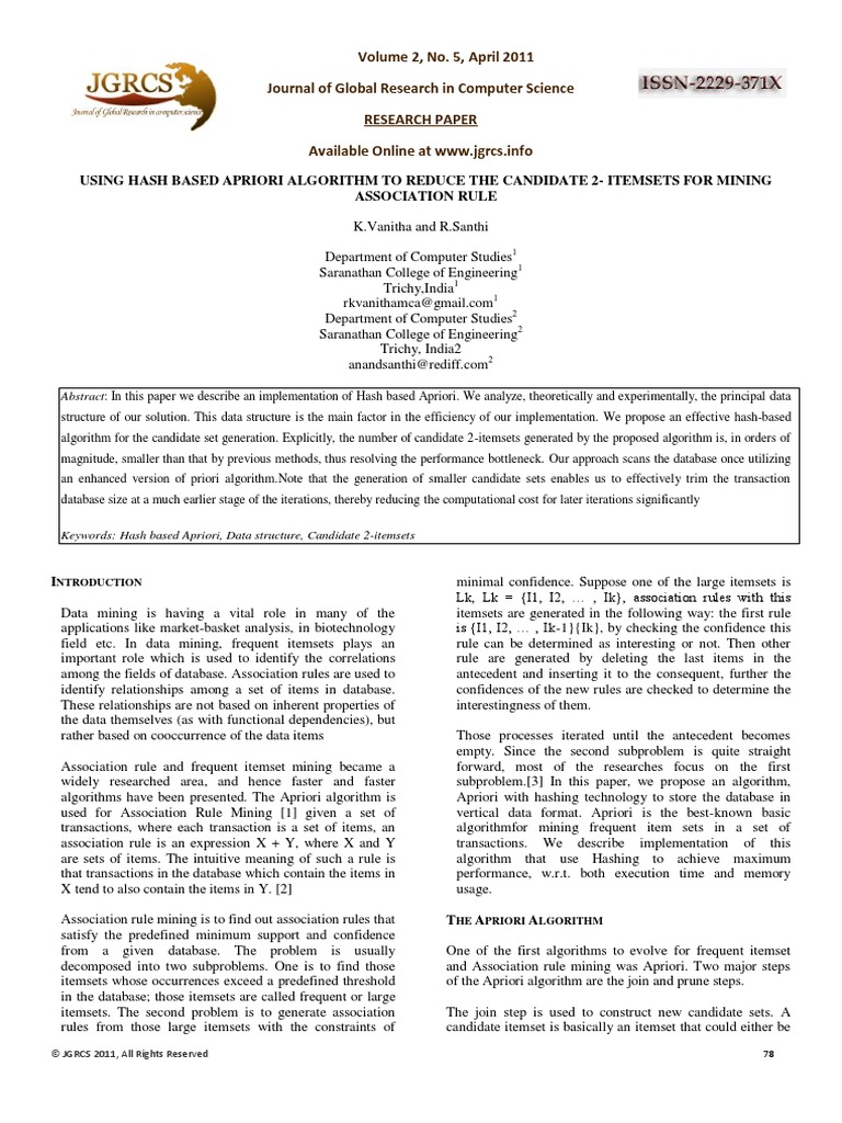 Volume 2, No. 5, April 2011 Journal of Global Research in Computer ...