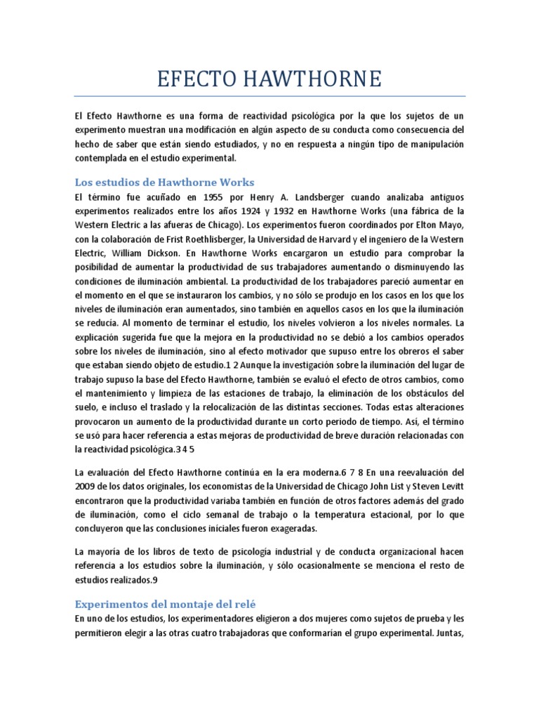 Tarea 1.1 Estudios de Hawthorne | PDF | Ciencia cognitiva | Cognición