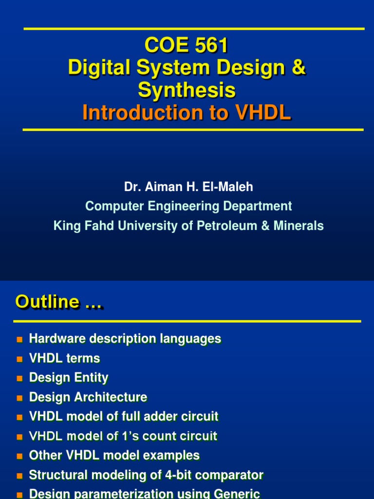 Introduction To VHDL | Download Free PDF | Hardware Description ...