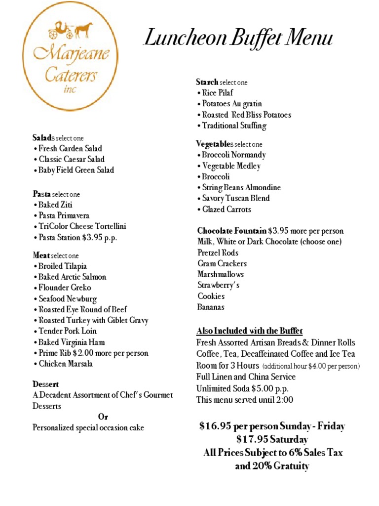 Banquet Luncheon Menu | PDF